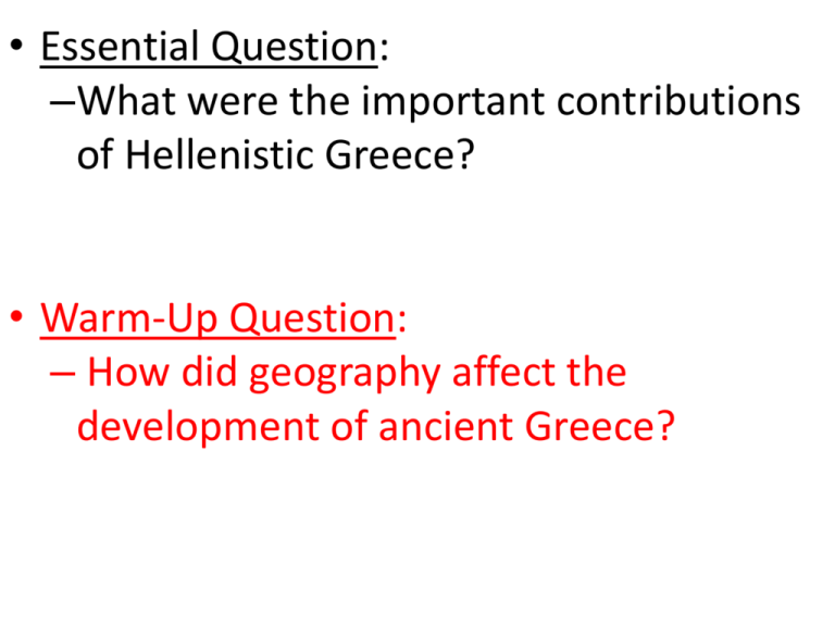 Warm Up Question Warm Up Question