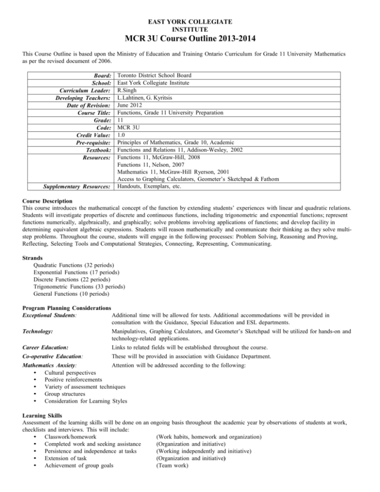 Grade 11 University Mathematics Grade 11 University Mathematics