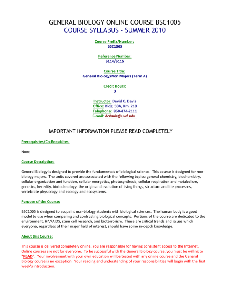 General Biology Online Course Bsc1005 General Biology Online Course Bsc1005