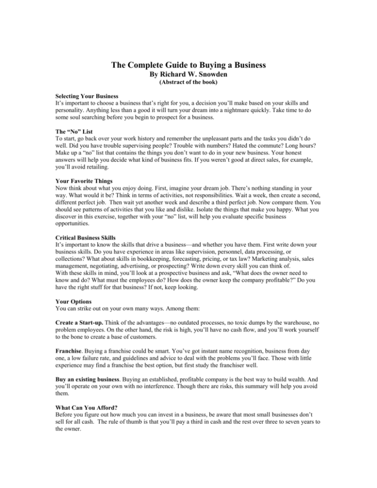 Buying a Business - Complete Guide