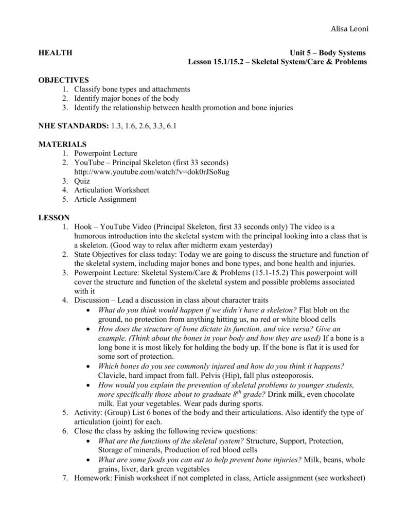 Skeletal System Worksheet Grade 3 Skeletal System Worksheet Grade 3