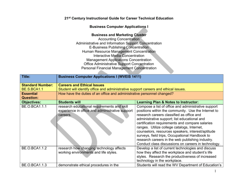 Curriculum Guide - Career and Technical Education