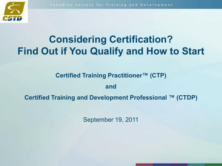 CTP & CTDP Certification: Qualify & Start Guide
