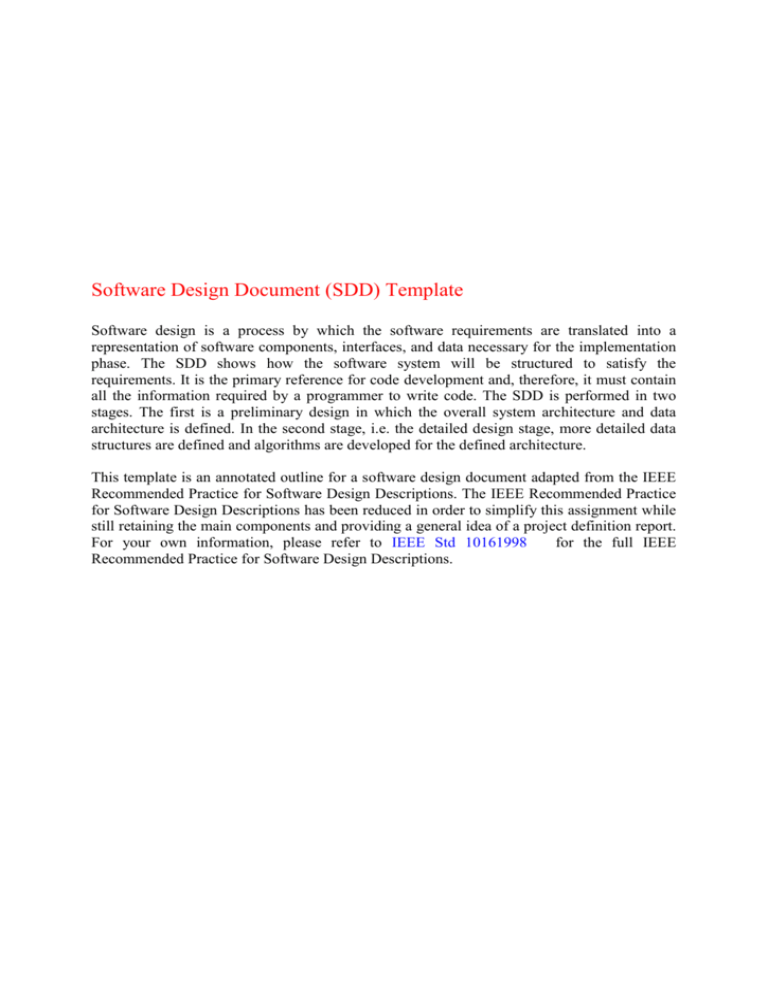 Software Design Document SDD Template