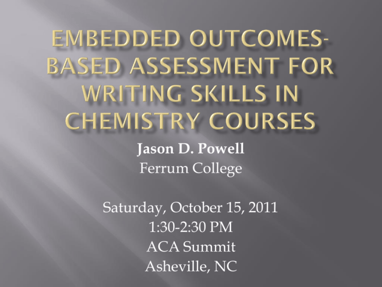 Embedded Outcomes Based Assessment For Writing Skills In