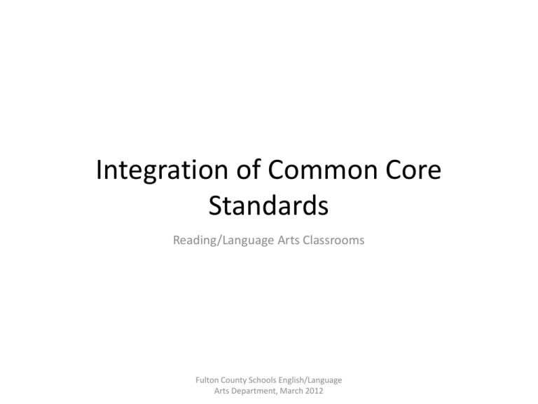 Integration Of Common Core Standards Integration Of Common Core Standards