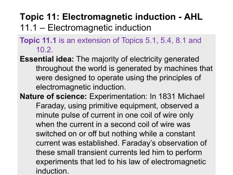 Topic 11 1 Electromagnetic Induction