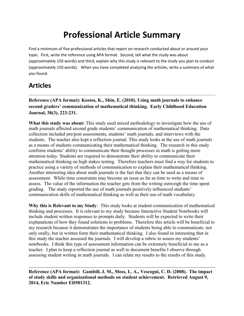 Professional Article Summary Form Template Professional Article Summary Form Template