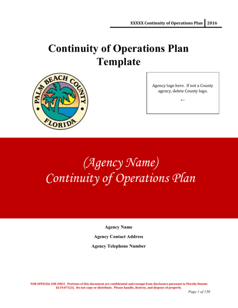 Continuity Of Operations Plan