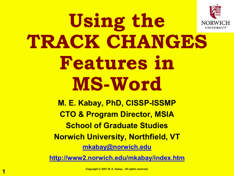 Using The TRACK CHANGES Features In MS Word