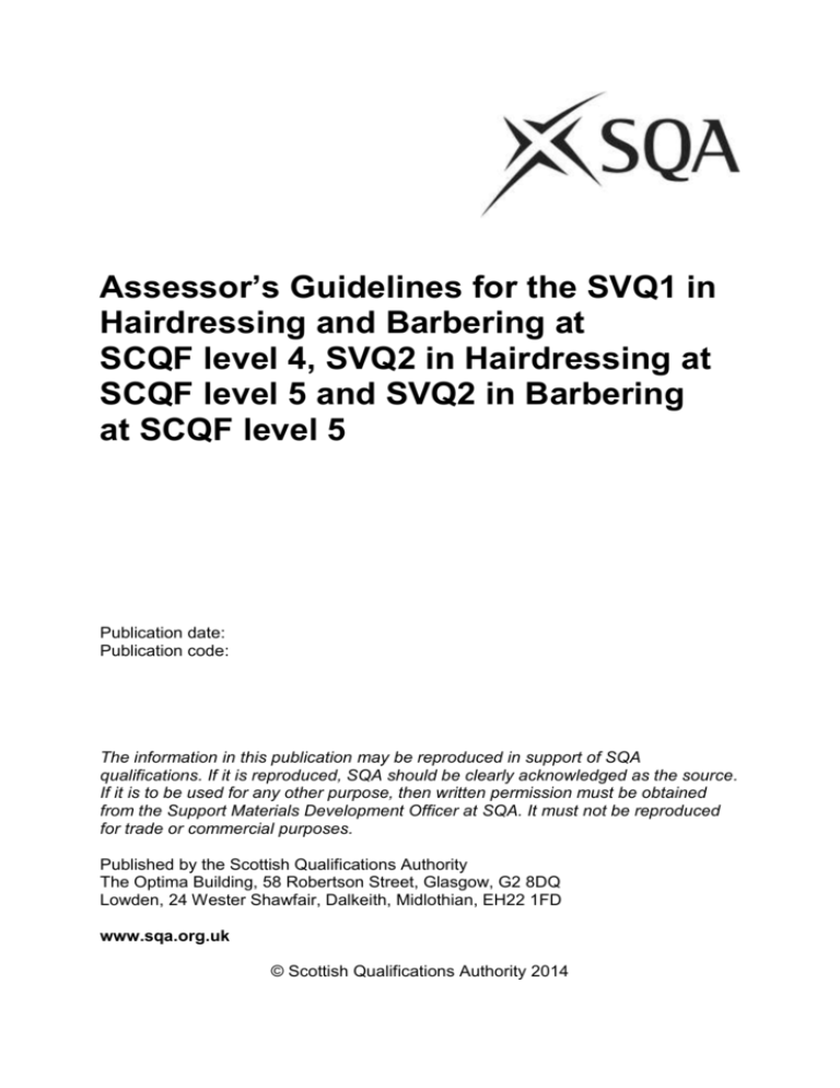 SVQ assessor guidance template
