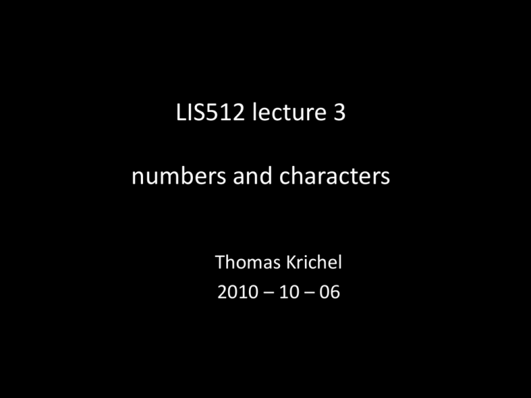 Numbers And Characters
