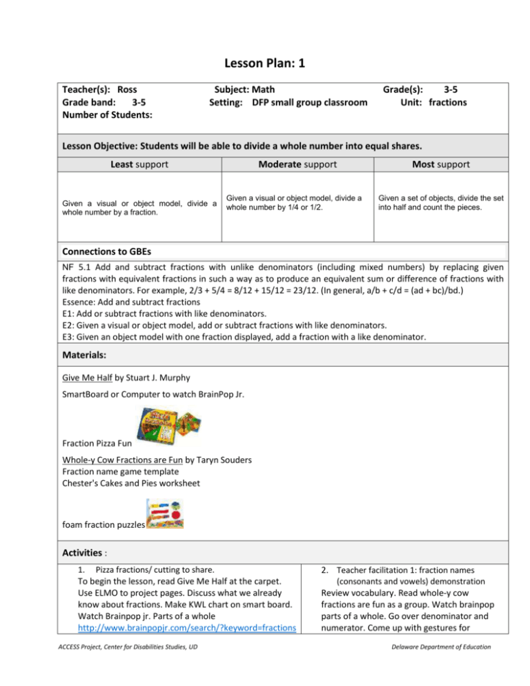 3-5 Math Lesson Plan 1 - Delaware Access Project