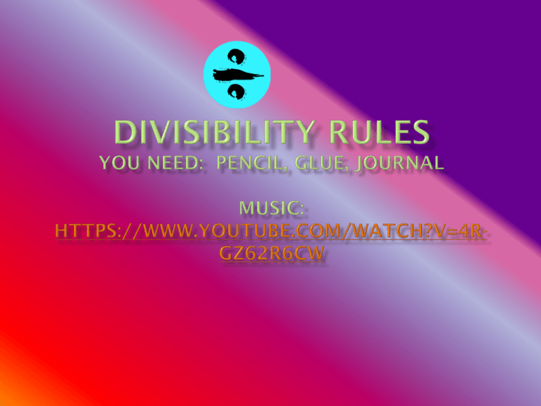 Divisibility Rules Divisibility Rules