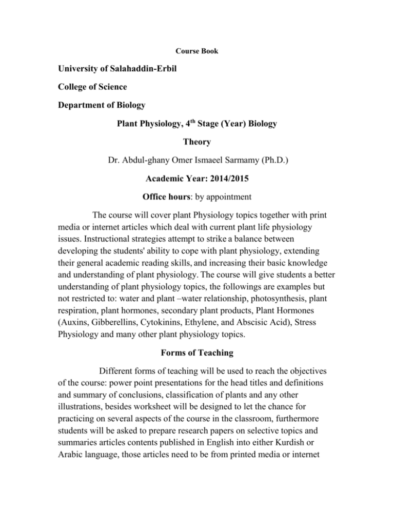 Plant Physiology Plant Physiology