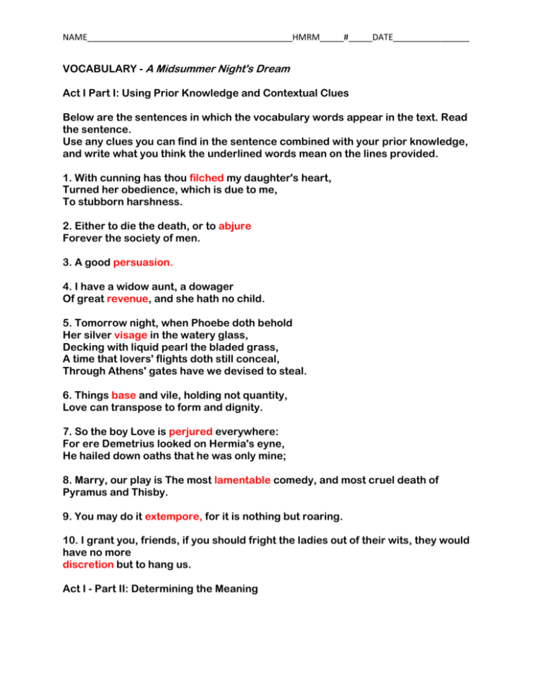 Vocabulary Act 4