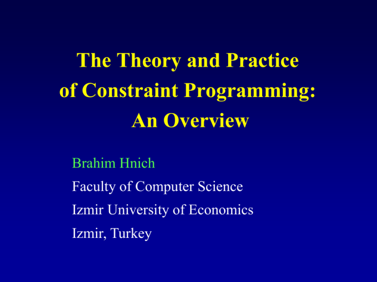 Constraint Satisfaction And Constraint Programming