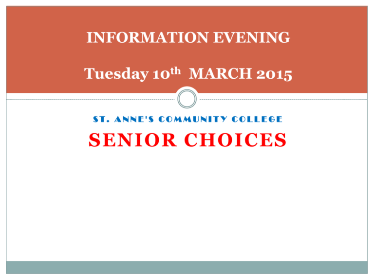 4th Year Subject Choice Presentation 4th Year Subject Choice Presentation