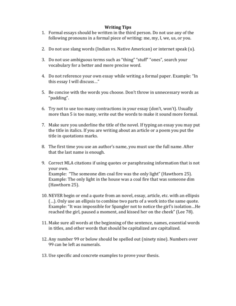 Writing Tips