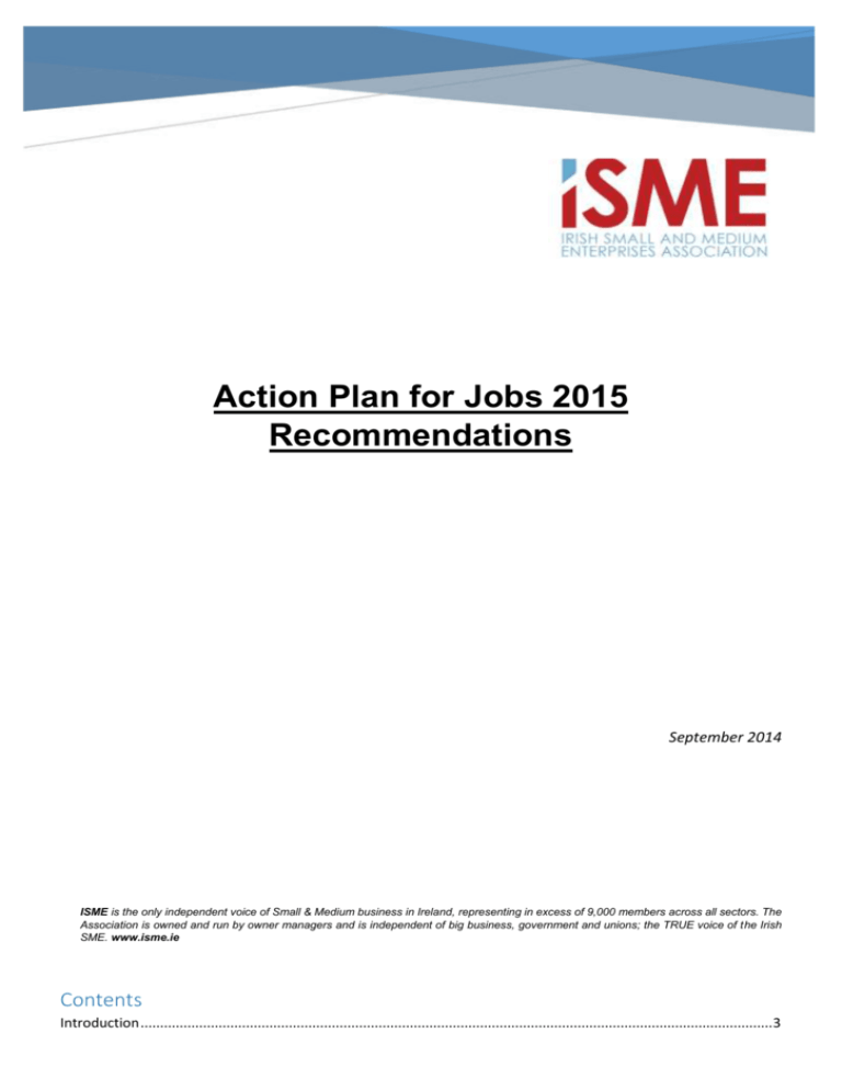 Action Plan For Jobs 2015 Recommendations