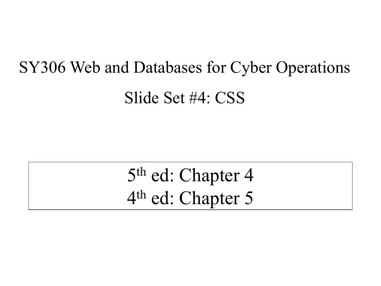 Chapter 6 Cascading Style Sheets CSS Chapter 6 Cascading Style Sheets CSS