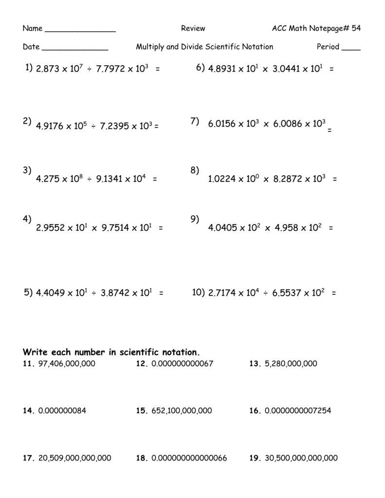 Write Each Number In Scientific Notation 