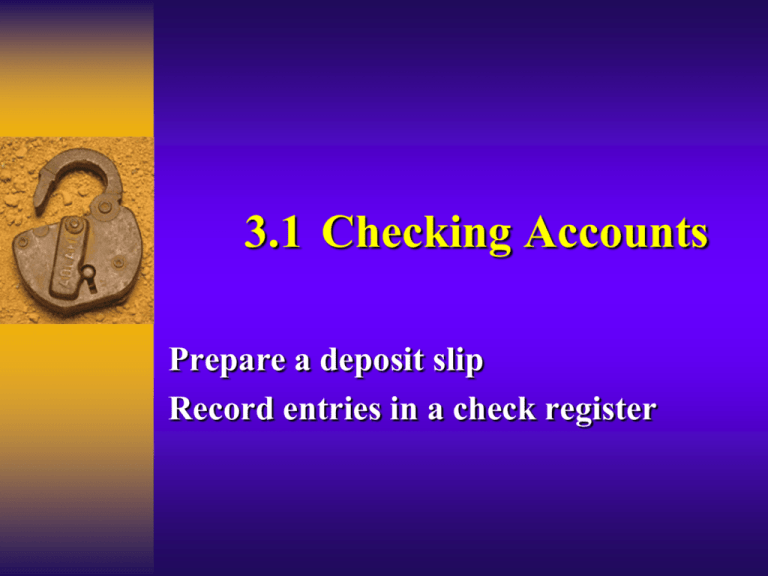 3 1 Checking Accounts 3 1 Checking Accounts