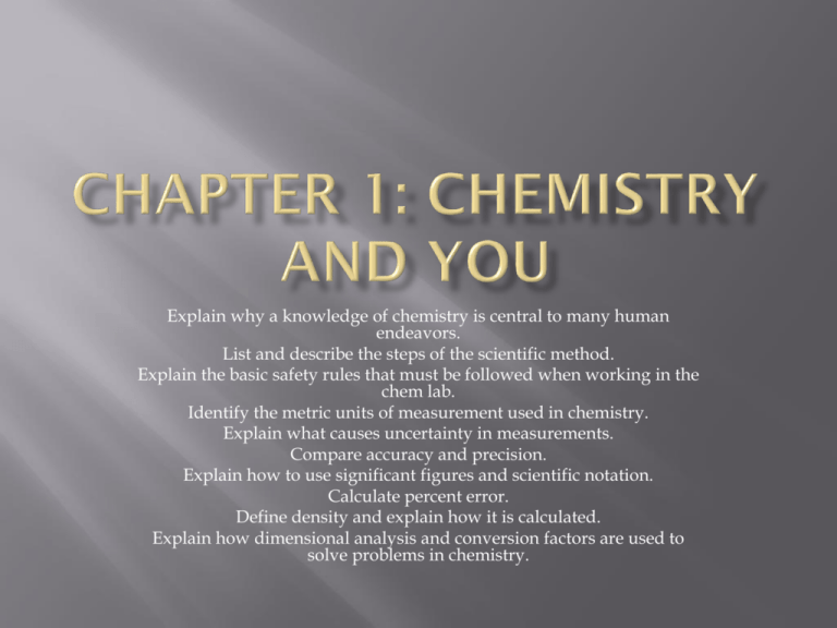 Chapter 1 Chemistry And You