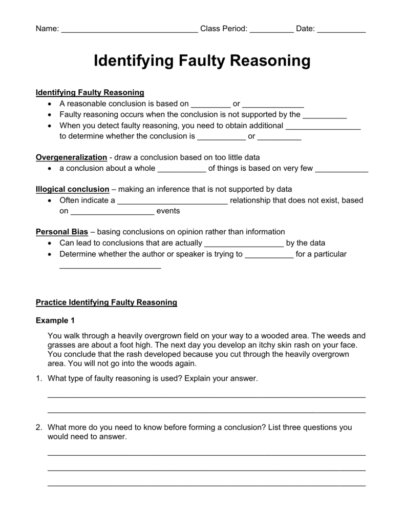 Identifying Faulty Reasoning
