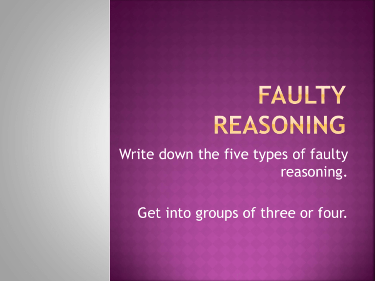 Faulty Reasoning Ms Condon s Speech Class