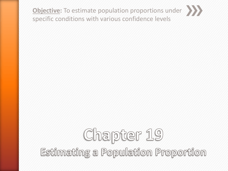 Estimating Population Proportions Confidence Intervals
