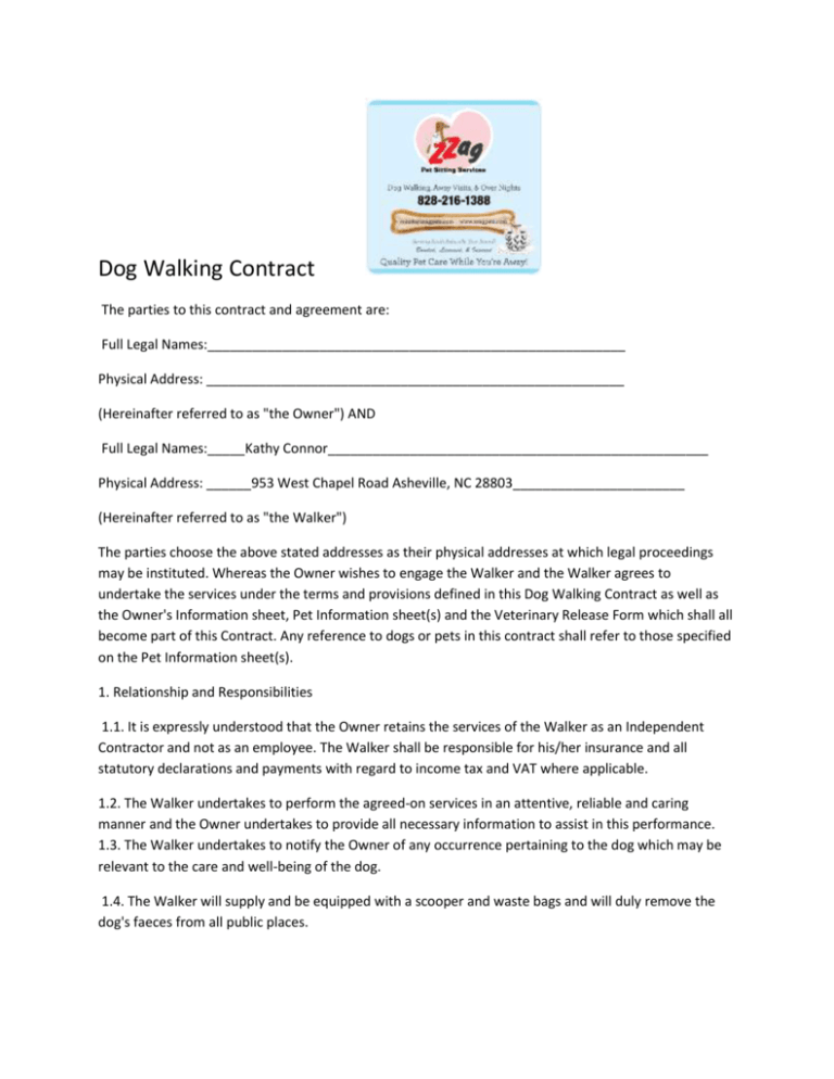 Dog Walking Contract