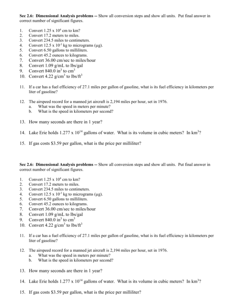 Answer ions Using Dimensional Analysis factor Label conversions
