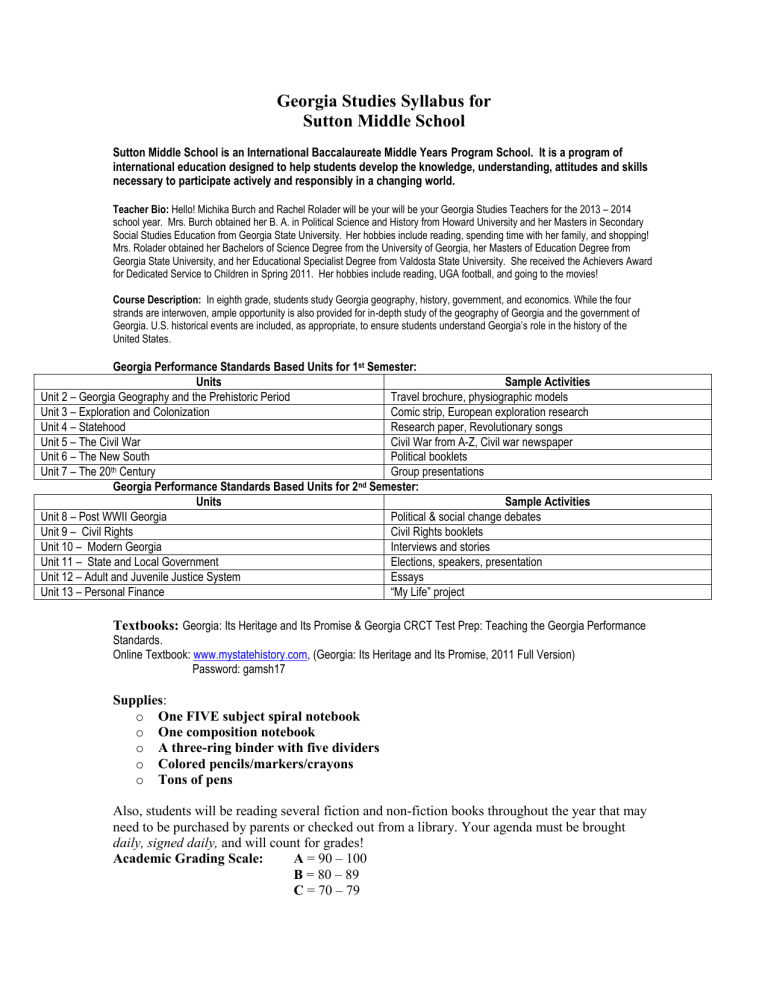 Syllabus For Seventh Grade Language Arts