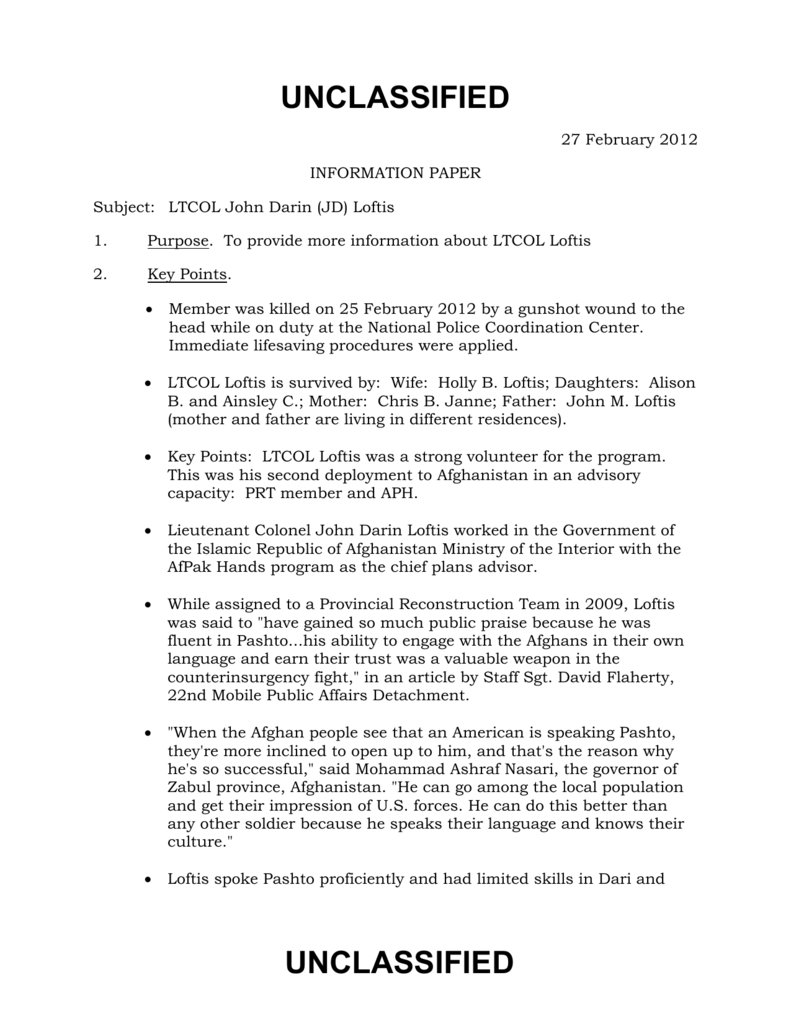 Information Paper Template