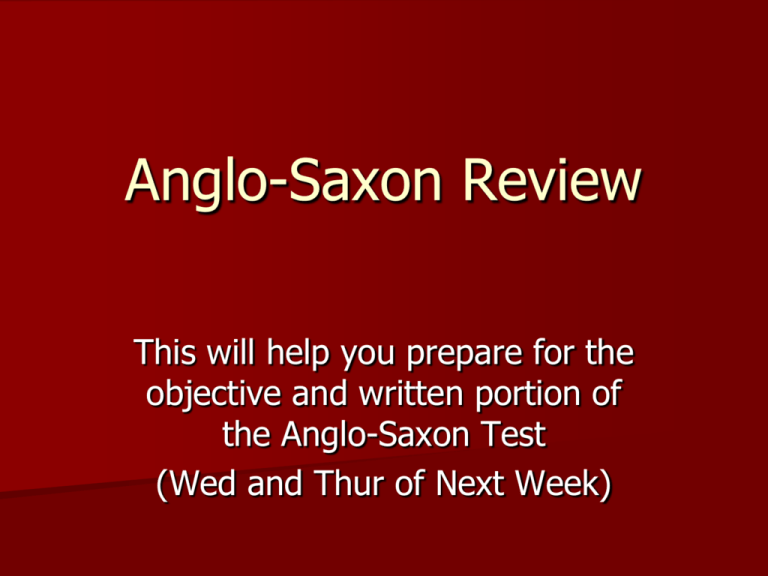 Anglo-Saxon Review Powerpoint
