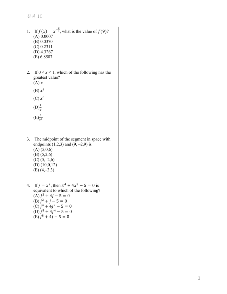 SAT Level 2 Practice Test 09
