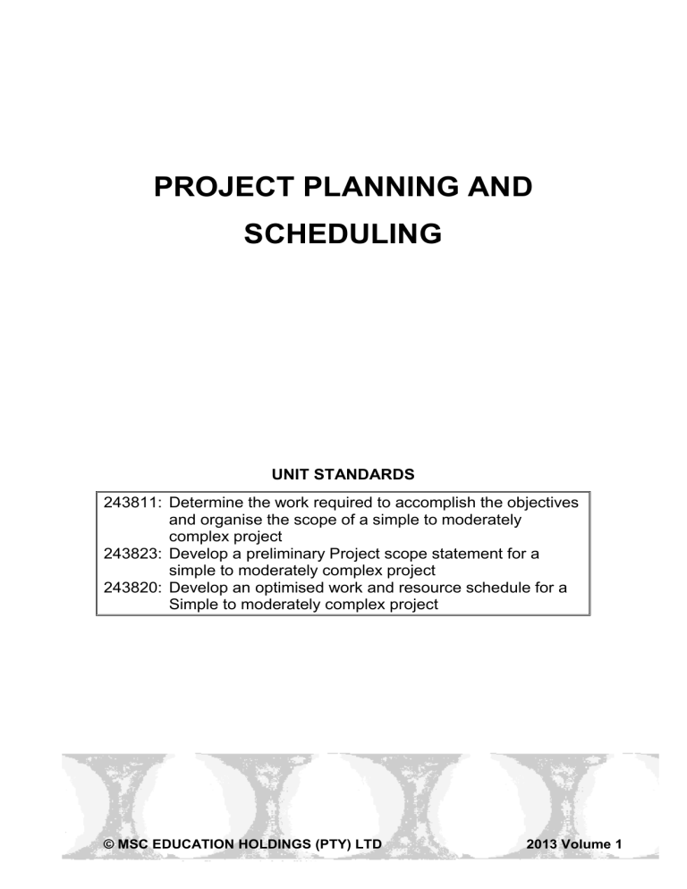 Project Planning And Scheduling