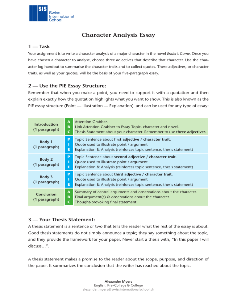 Character Analysis Essay 2 