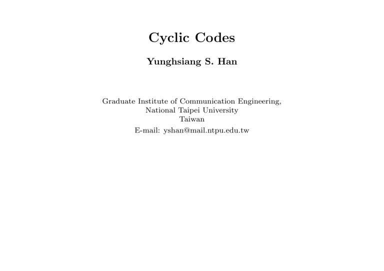 Cyclic Code Cyclic Code
