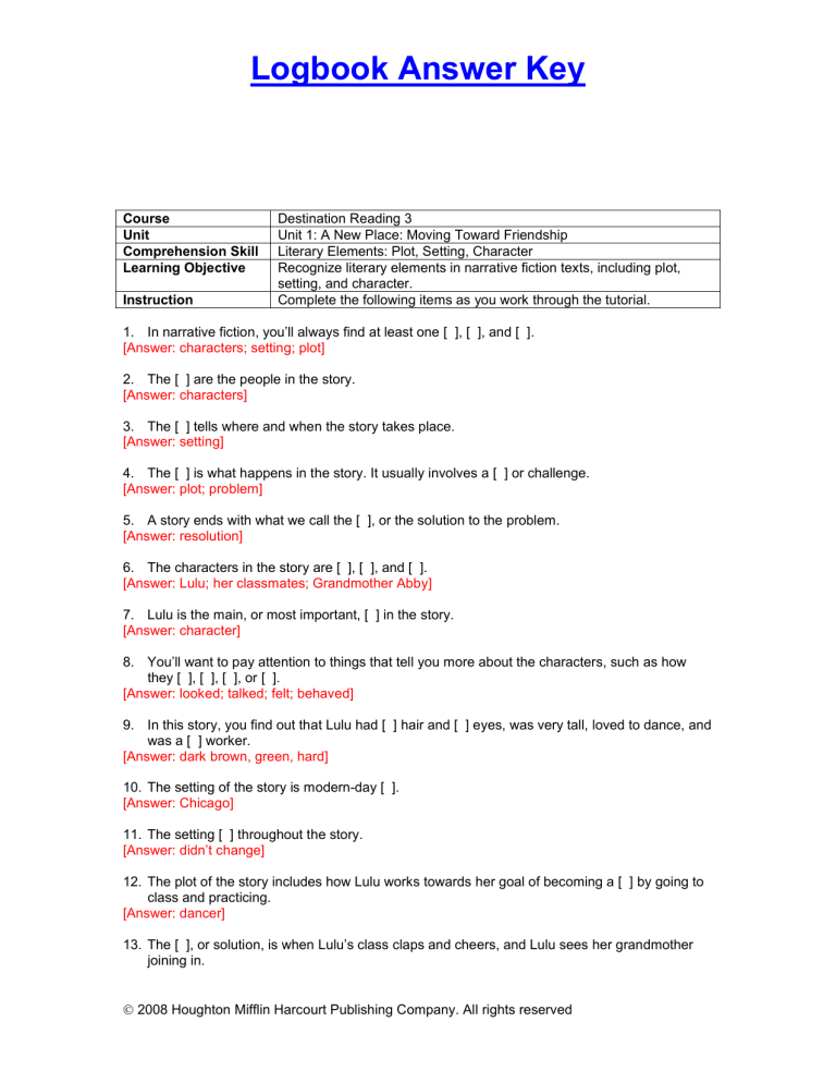 Logbook Answer Key Houghton Mifflin Harcourt Logbook Answer Key Houghton Mifflin Harcourt