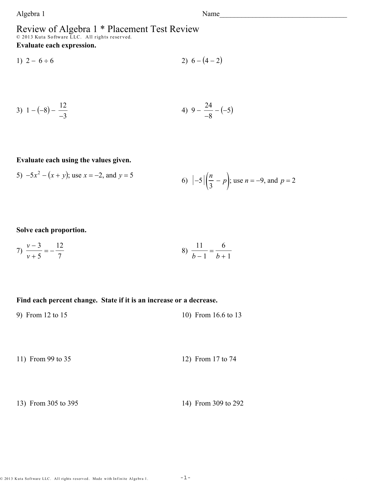 Algebra Review Packet Algebra Review Packet