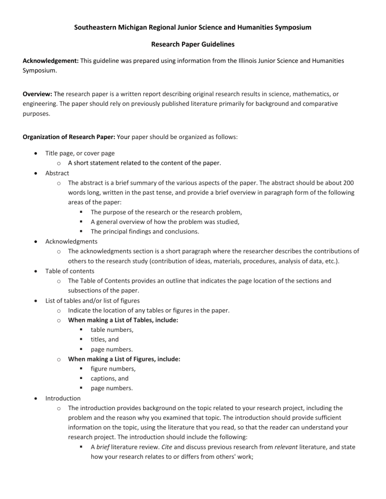 Research Paper Format