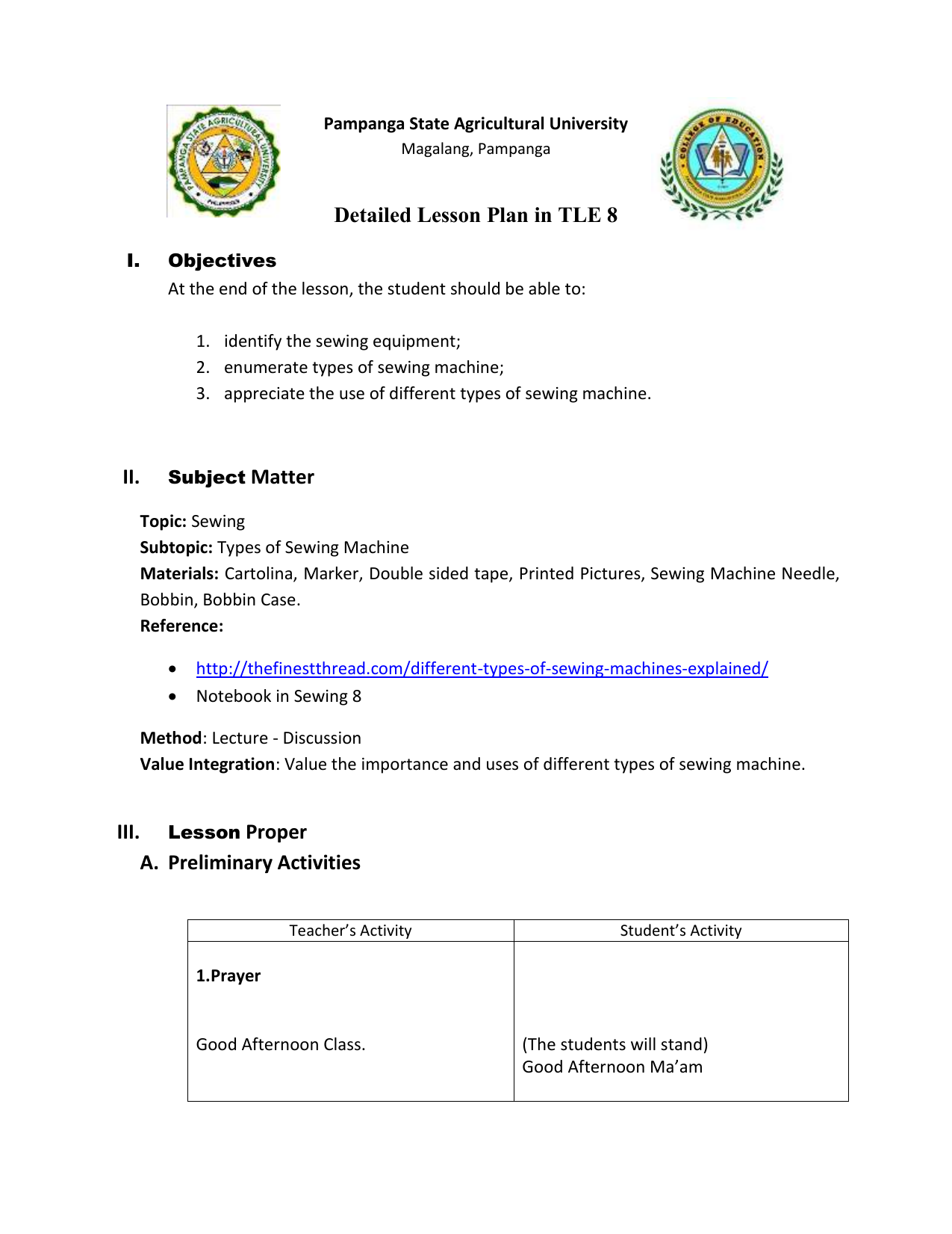 Detailed Lesson Plan In TLE 8