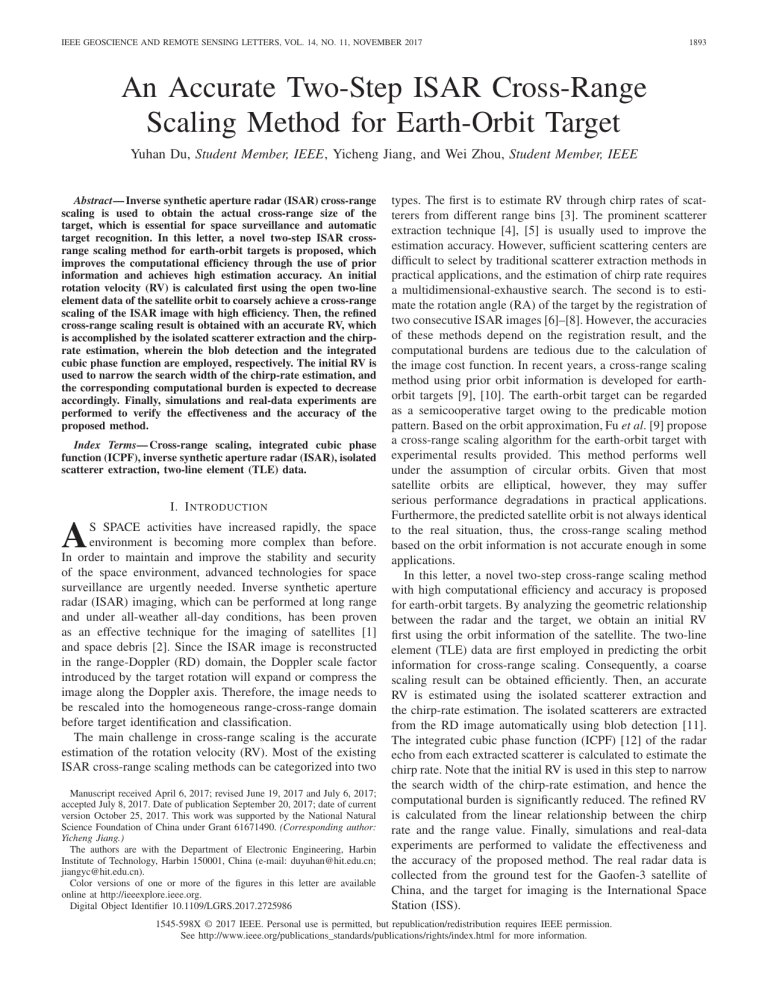 Isar Cross Range Scaling For Earth Orbit Targets