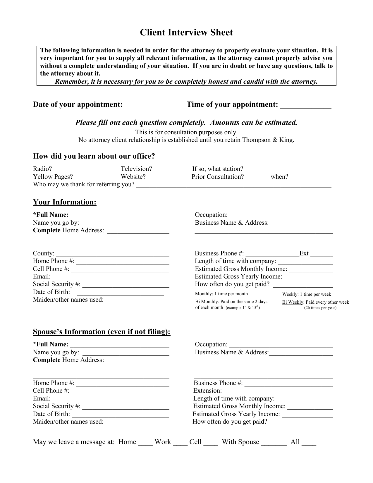 Client Interview Form