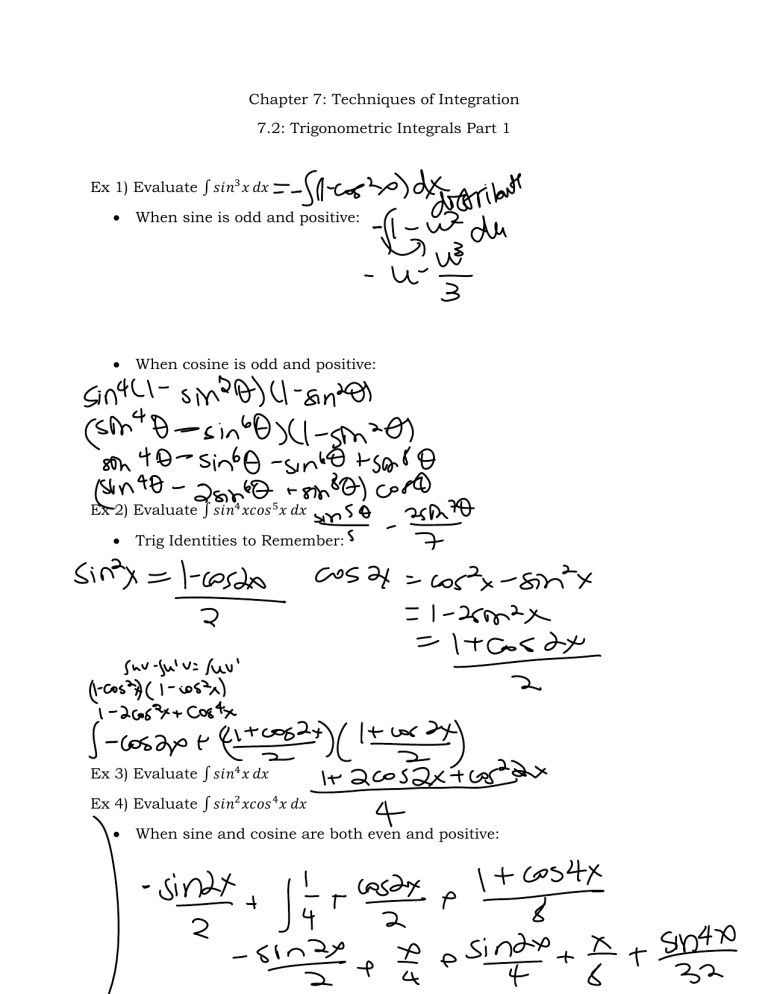 Trigonometric Integrals: Techniques & Examples
