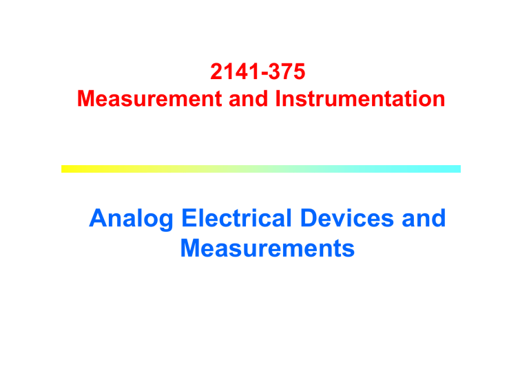 Analog Electrical Devices & Measurements Presentation