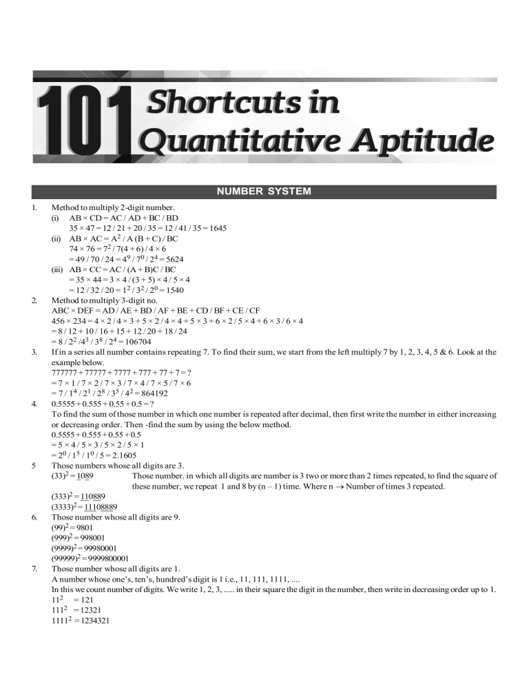 101 Math Short Cuts