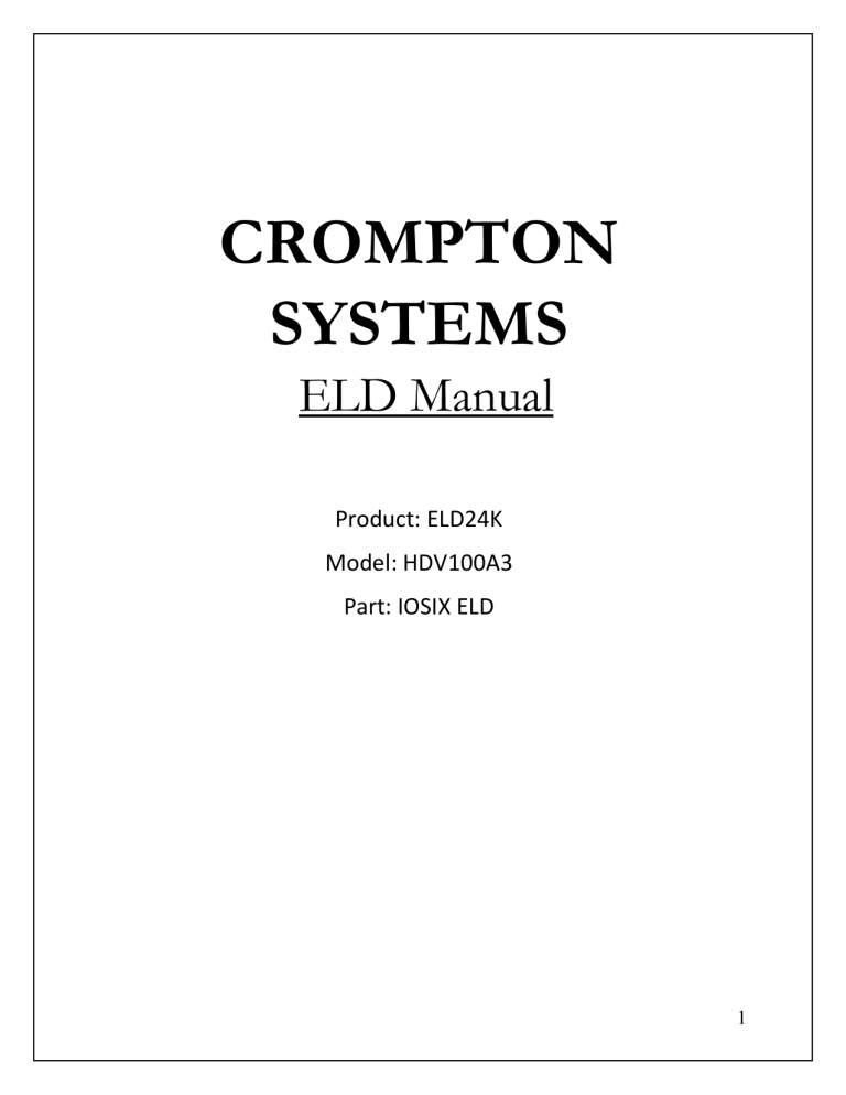 Crompton Systems ELD Manual: ELD24K User Guide